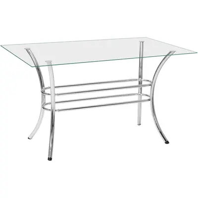 Mesa Fil Giovana 22000 6 Lugares c/ Tampo de Vidro Aço Carbono Cromado ...